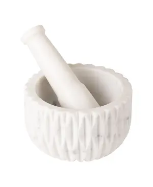 GAURI KOHLI Russell Marble Mortar And Pestle - White