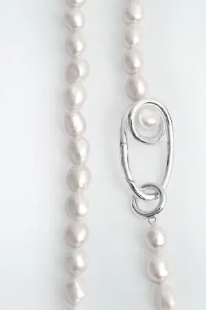 Cos Coiled Freshwater Pearl Necklace - Silver-colored