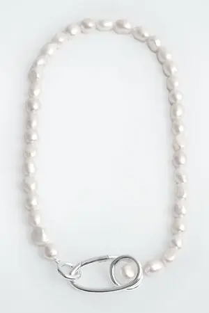 Cos Coiled Freshwater Pearl Necklace Silver