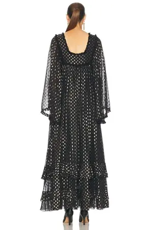 Chloé Flowy Tiered Polka Dot Long Dress
