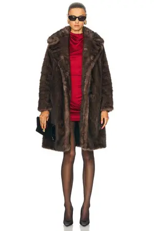 Faux Fur Coats with Hook and Eye Closure