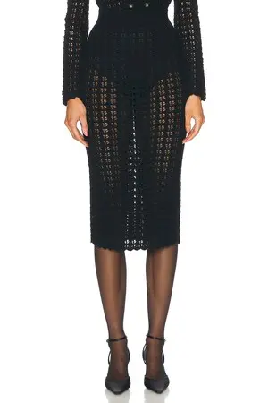 Dolce & Gabbana Crochet Knit Midi Skirt - Black
