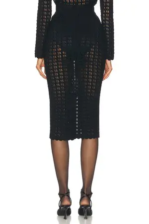 Dolce & Gabbana Crochet Knit Midi Skirt - Black