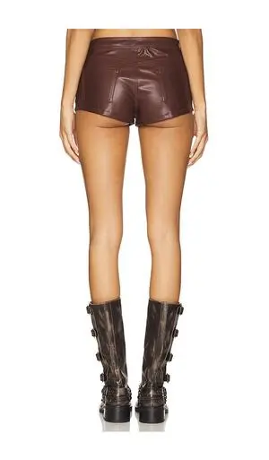 Superdown Gianna Faux Leather Shorts - Brown