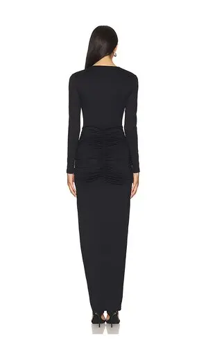 Susana Monaco Long Sleeve Gathered Tie Maxi Dress
