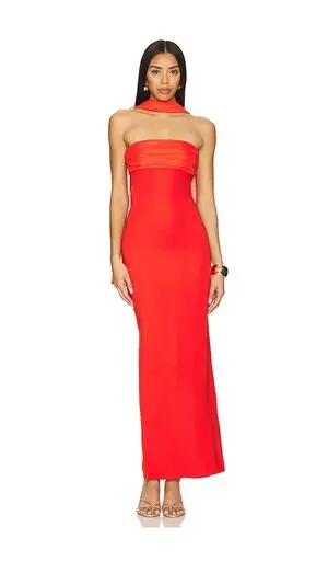 Superdown Maxi Dress With Detachable Scarf - Red