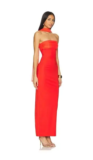 Superdown Maxi Dress With Detachable Scarf - Red