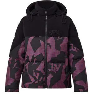 LOUIS VUITTON Bimaterial Hooded Down Jacket - Black/violet