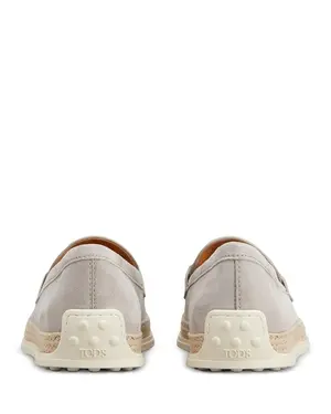 TOD'S Suede Loafer Flats - Light Gray