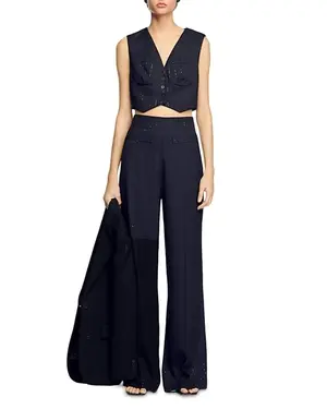 Sandro Cropped Sequin Jacket - Black