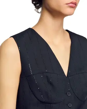 Sandro Cropped Sequin Jacket - Black