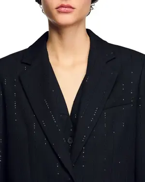 Sandro Sequin Suit Jacket - Black