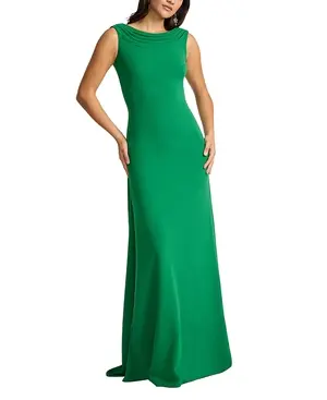 Tadashi Shoji Plaza Drape Back Gown - Bamboo