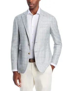Canali Kei Plaid Unstructured Sport Coat - Light Blue
