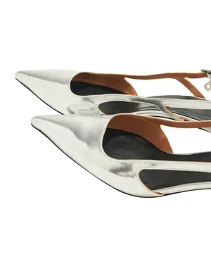 Maje Leather Strappy Heels - Silver