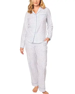 PETITE PLUME Bluehearts Twill Long Pajama Set - Blue Hearts