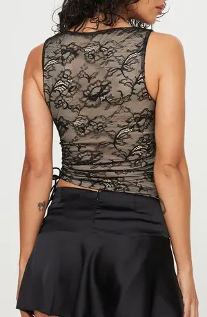 Princess Polly Truth Ruched Lace Crop Tank