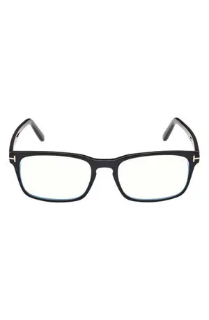 TOM FORD 54mm Rectangular Eyeglasses - Black Eco / T Logo