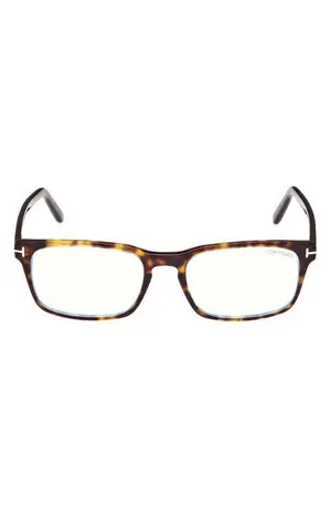 TOM FORD 54mm Rectangular Eyeglasses - Havana Eco / T Logo