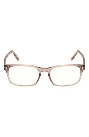 TOM FORD 54mm Rectangular Eyeglasses - Light Sand / T Logo