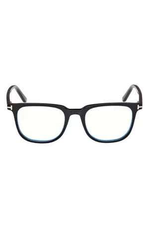 TOM FORD 50mm Square Optical Glasses And Clip-on Sunglasses - Black Eco / T Logo