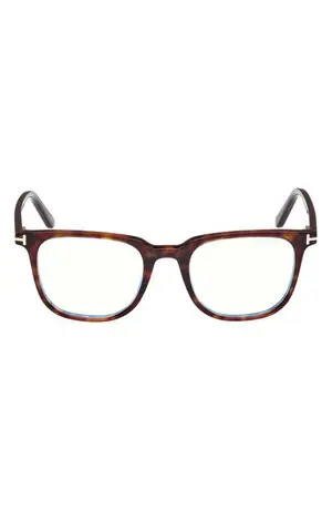 TOM FORD 50mm Square Optical Glasses And Clip-on Sunglasses - Havana Eco / T Logo