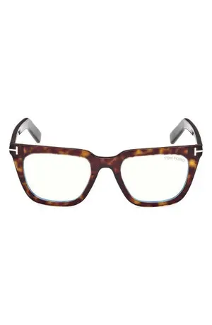 TOM FORD 50mm Square Eyeglasses - Havana Eco / T Logo