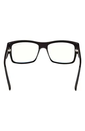 TOM FORD 55mm Square Frame Blue Light Blocking Glasses - Black Eco / T Logo