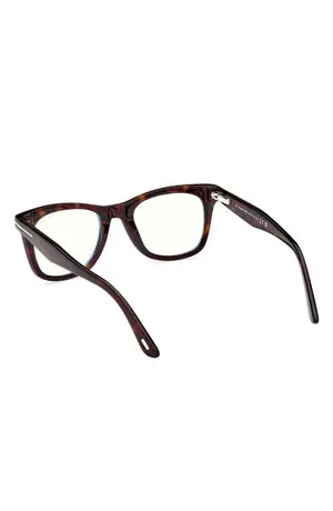 TOM FORD 50mm Square Frame Optical Glasses - Havana Eco / T Logo
