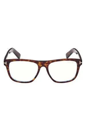 TOM FORD 54mm Square Eyeglasses - Havana Eco /t Logo