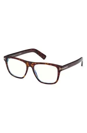 TOM FORD 54mm Square Eyeglasses - Havana Eco /t Logo