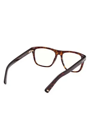 TOM FORD 54mm Square Eyeglasses - Havana Eco /t Logo