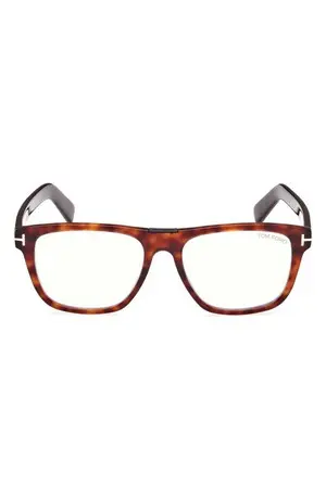 TOM FORD TOM FORD 54mm Square Eyeglasses Red Havana/t Logo