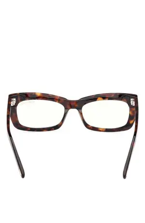 TOM FORD 55mm Rectangular Eyeglasses - Vintage Havana Eco / T Logo