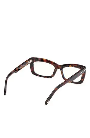 TOM FORD 55mm Rectangular Eyeglasses - Vintage Havana Eco / T Logo