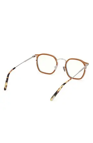 TOM FORD 50mm Round Frame Blue Light Blocking Glasses - Milky Amber / Palladium