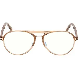 TOM FORD 57mm Aviator Optical Glasses - Champagne / T Logo
