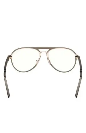 TOM FORD 57mm Aviator Optical Glasses - Green/t Logo/blue Block