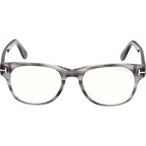 TOM FORD 52mm Square Optical Glasses - Striped Grey / T Logo