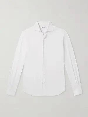 Loro Piana Andrew Cutaway-collar Cotton-jersey Shirt - White