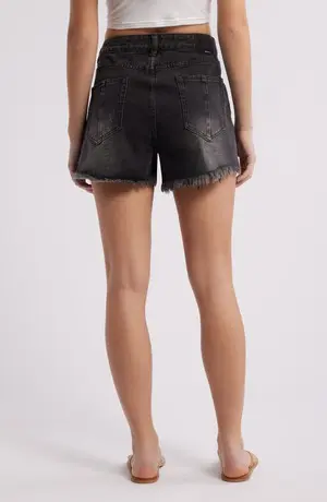 Rip Curl Ripped Denim Shorts - Black