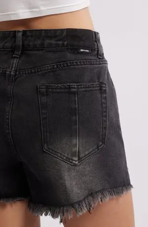 Rip Curl Ripped Denim Shorts - Black