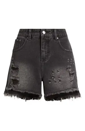 Rip Curl Ripped Denim Shorts - Black