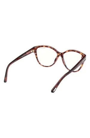 TOM FORD 54mm Cat Eye Optical Glasses - Havana And Pink / T Logo