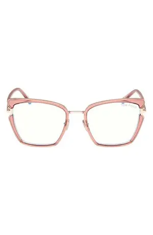 TOM FORD 54mm Butterfly Eyeglasses - Rose Gold / T Logo