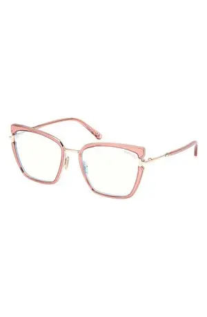 TOM FORD 54mm Butterfly Eyeglasses - Rose Gold / T Logo