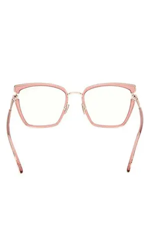 TOM FORD 54mm Butterfly Eyeglasses - Rose Gold / T Logo