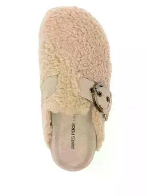JAMES PERSE Faux-shearling Slippers - Neutrals