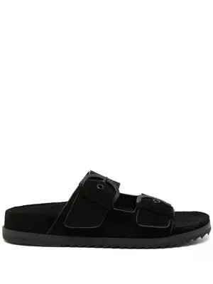 JAMES PERSE Suede Buckle Slides - Black