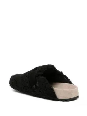 JAMES PERSE Faux-shearling Slippers - Black